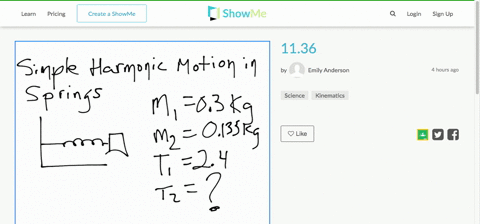 SOLVED:A Hookean spring is stretched 20 cm when a massive object is ...