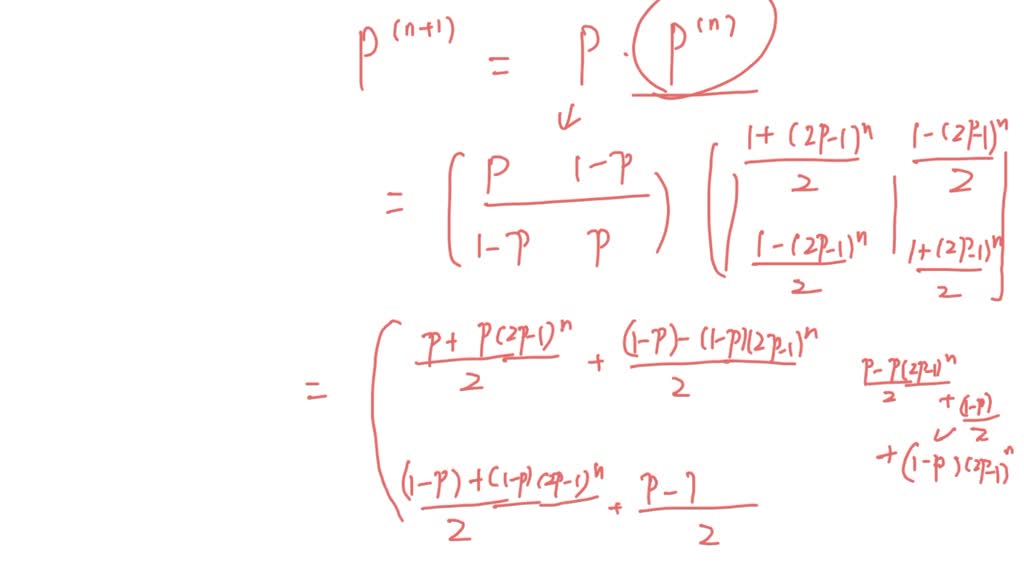 Let P^(1) and P^(2) denote transition probability matrices for ergodic Markov chains having the ...