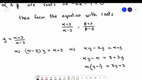 SOLVED:If the roots of the equation x^3-9 x^2+3 x-39=0 are αi. that an ...