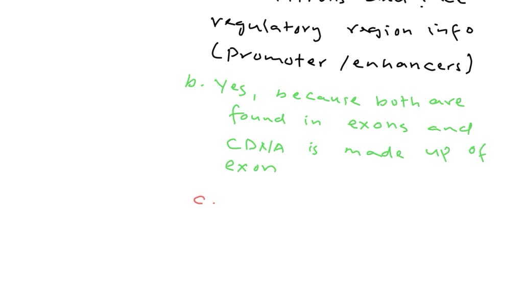 SOLVED:a. What sequence information about a gene is lacking in a cDNA ...
