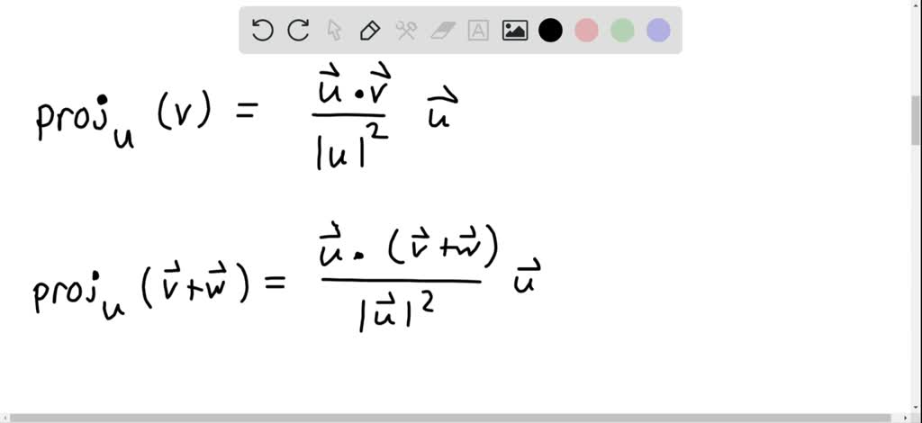 ⏩SOLVED:True or false: proj𝔲(𝐯+𝐰)=proj𝔲 𝐯+proj𝔲 𝐰 | Numerade