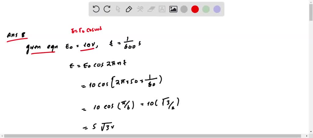 Solved The Peak Value Of An Alternating Emf E Given By E E0 Cosωt Is