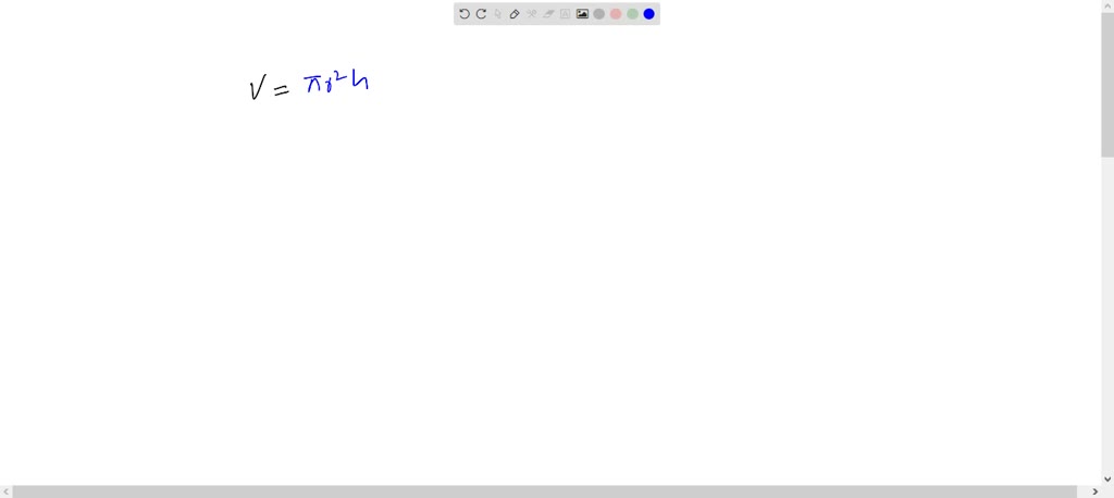 Solve each formula for the specified variable. V=πr^2 h for h (volume of a right circular ...
