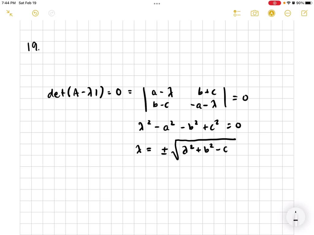 A matrix with trace zero can be written as A=[ a b+c b-c -a ] . Show ...