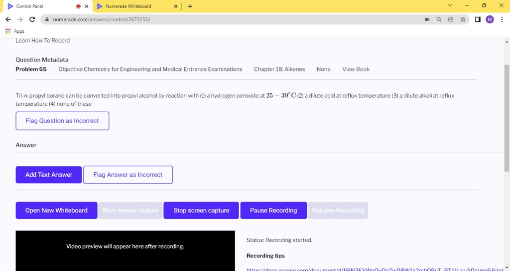 SOLVED:Tri-n-propyl borane can be converted into propyl alcohol by ...