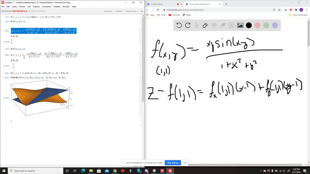 SOLVED:Draw the graph of f and its tangent plane at the given point ...