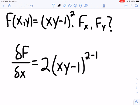 SOLVED:In Exercises find ∂f / ∂x and ∂f / ∂y. f(x, y)=(x y-1)^2