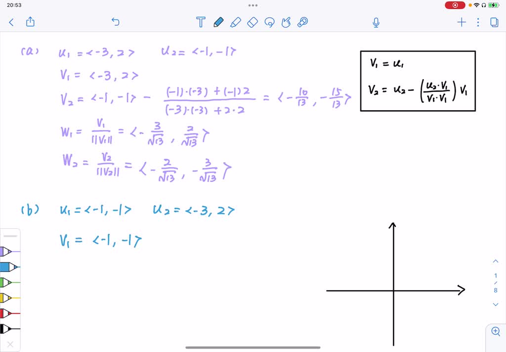 Use the Gram-Schmidt orthogonalization process (3) to transform the given basis B={𝐮1, 𝐮2} for R ...