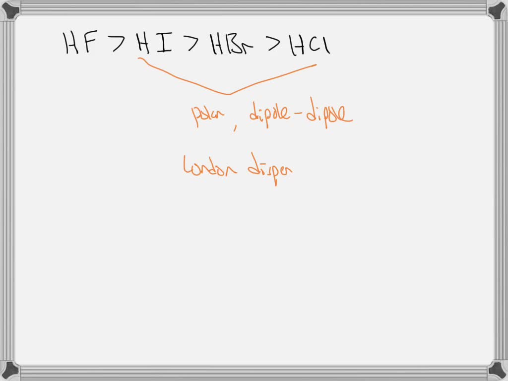 SOLVED: The figure below shows the boiling points for Ihe hydrogen halides b.p. HF HCL HBr HI ...