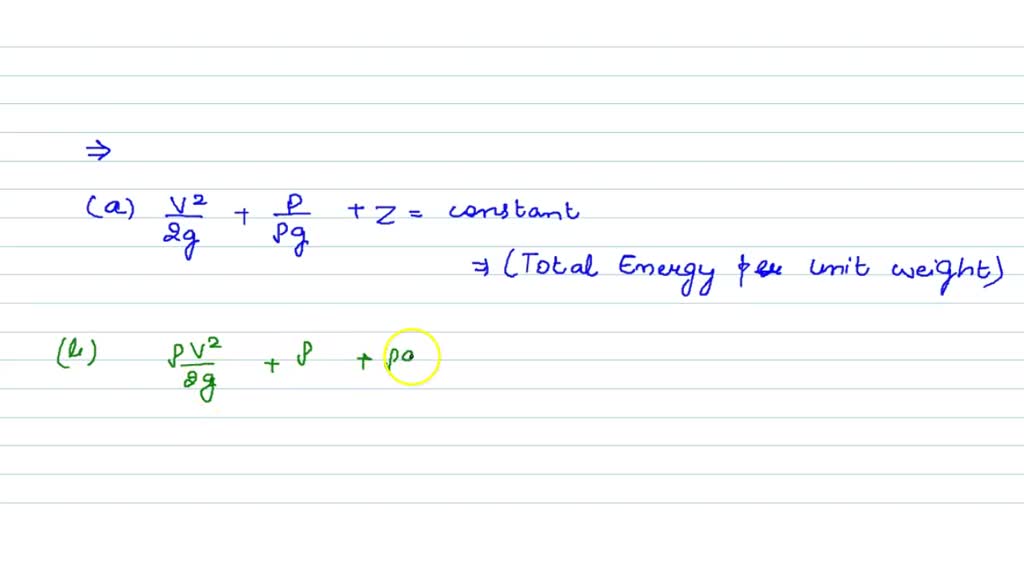 SOLVED:Column-1 Column-II (different forms of Bernoulli's equation ...