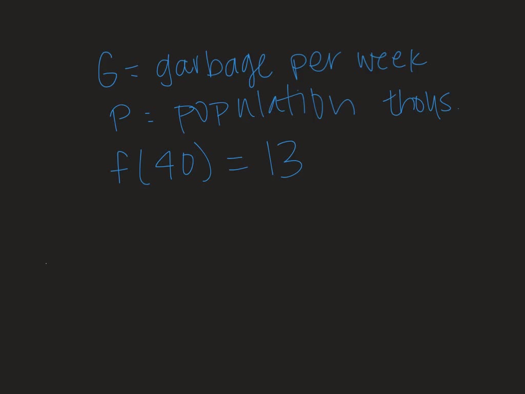  SOLVED The Amount Of Garbage G Produced By A City With Population