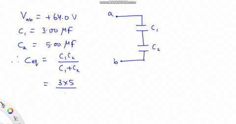 ⏩SOLVED:In Fig. 24.8a, let C1=3.00 μF, C2=5.00 μF, and Va b=+64.0 ...