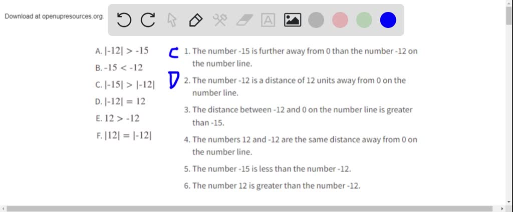 SOLVED:Match the mathematical statements with the statements written in ...