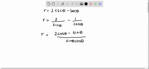 SOLVED:Convert to an equation in rectangular coordinates. r=2 cscθ-secθ