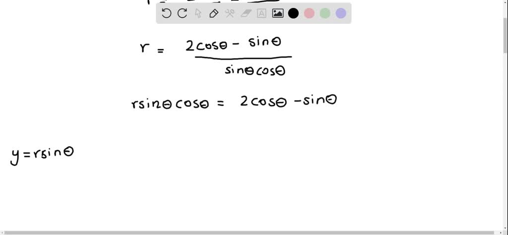 SOLVED:Convert to an equation in rectangular coordinates. r=2 cscθ-secθ