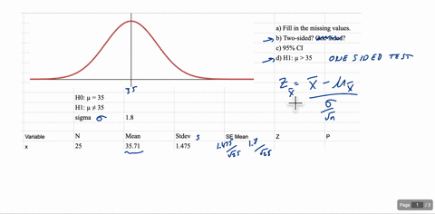 SOLVED:Output from a software package follows: Test of m u=35 vs not ...