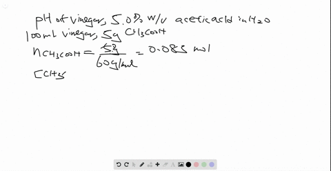 SOLVED:What is the pH of a vinegar with 5.0% (w/v) acetic acid in water?