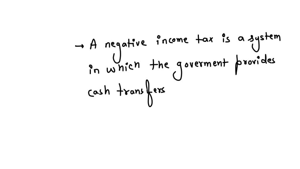SOLVED:A negative income tax is a policy under which a. individuals ...