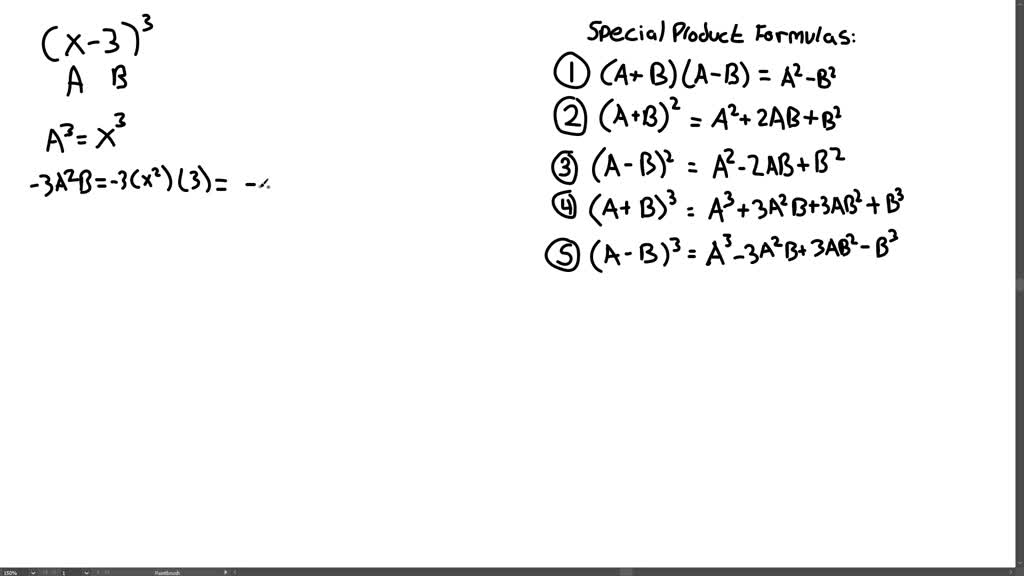 Using Special Product Formulas Multiply the algebraic expressions using ...