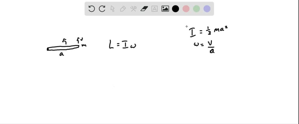 A thin rod of length a and mass m is rotating about a perpendicular ...