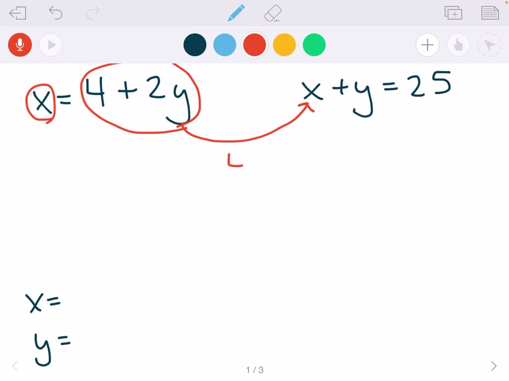 One number is 4 more than twice the second number. Their total is 25 ...
