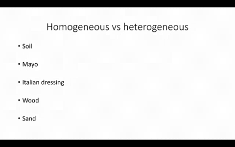 SOLVED:Classify the following mixtures as heterogeneous or homogeneous ...