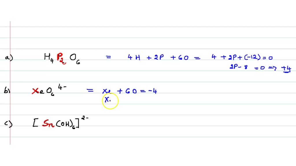 SOLVED:Determine the oxidation state of the atom shown in red in the ...