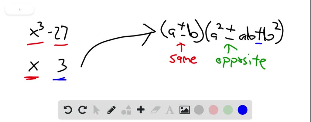 SOLVED:Factor the sum or difference of two cubes. x^3-27