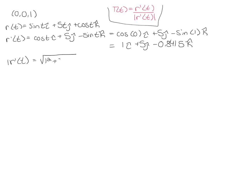 Determine o vetor tangente unitário 𝐓(t) no ponto indicado da curva. 𝐫 ...