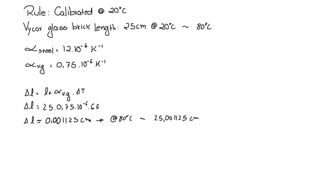 SOLVED:A steel rule is calibrated for measuring lengths at 20.00^∘ C ...