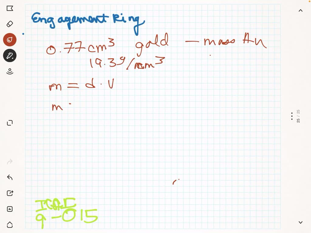 A typical engagement ring has 0.77 cm^3 of gold. What mass of gold is ...