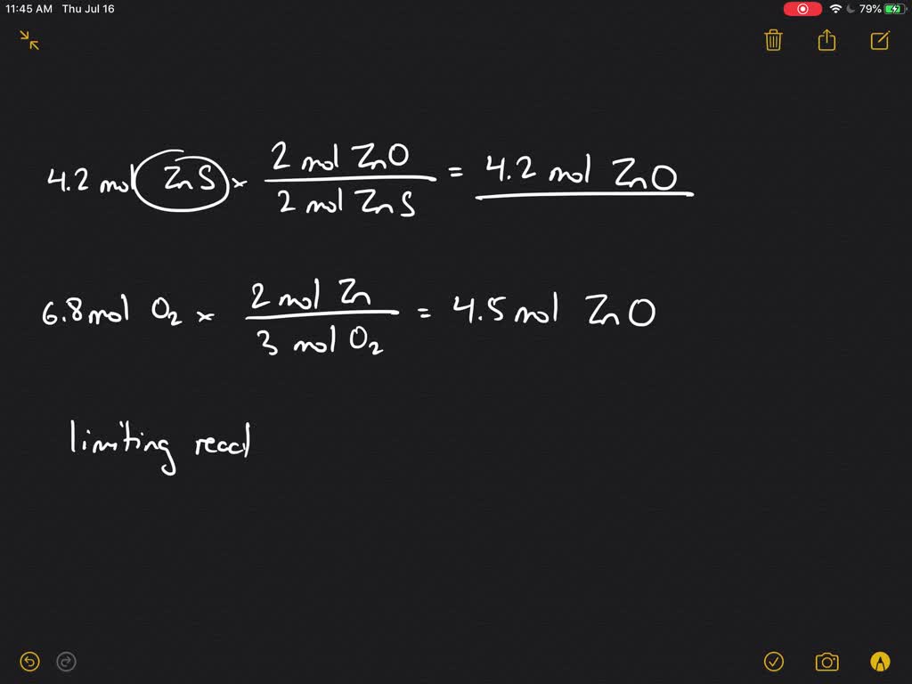 Zinc sulfide reacts with oxygen according to the reaction: 2 ZnS(s)+3 ...