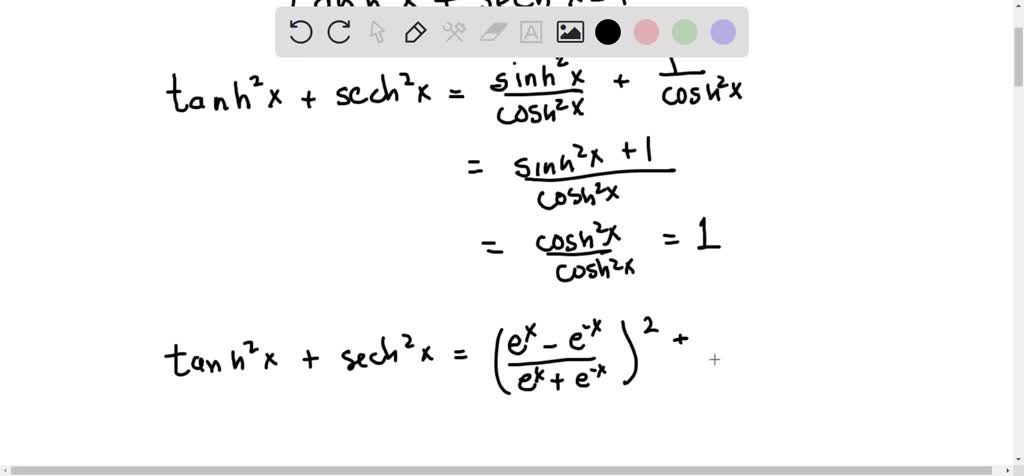 SOLVED: Text: Verify the identity tanh^2(x)sech^2(x) = 1. First, use ...