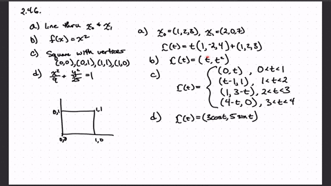 SOLVED:Give a parametrization for each of the following curves: (a) The line passing through (1 ...