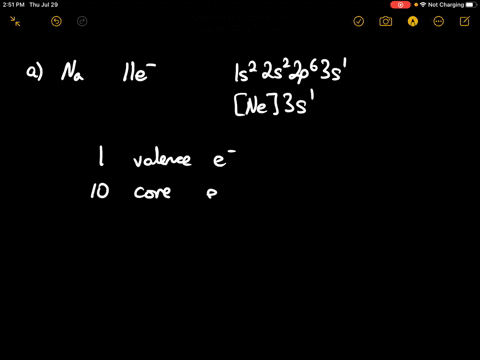 SOLVED:For each element, indicate the number of valence electrons, core ...
