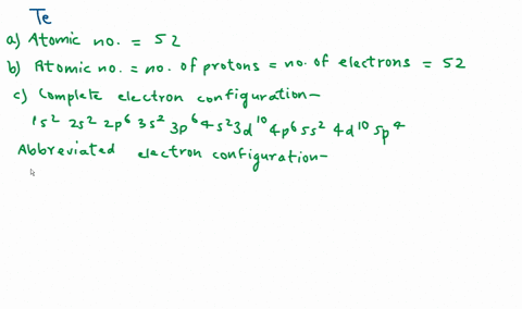 SOLVED:a. What is the atomic number of Te? b. How many electrons are in ...
