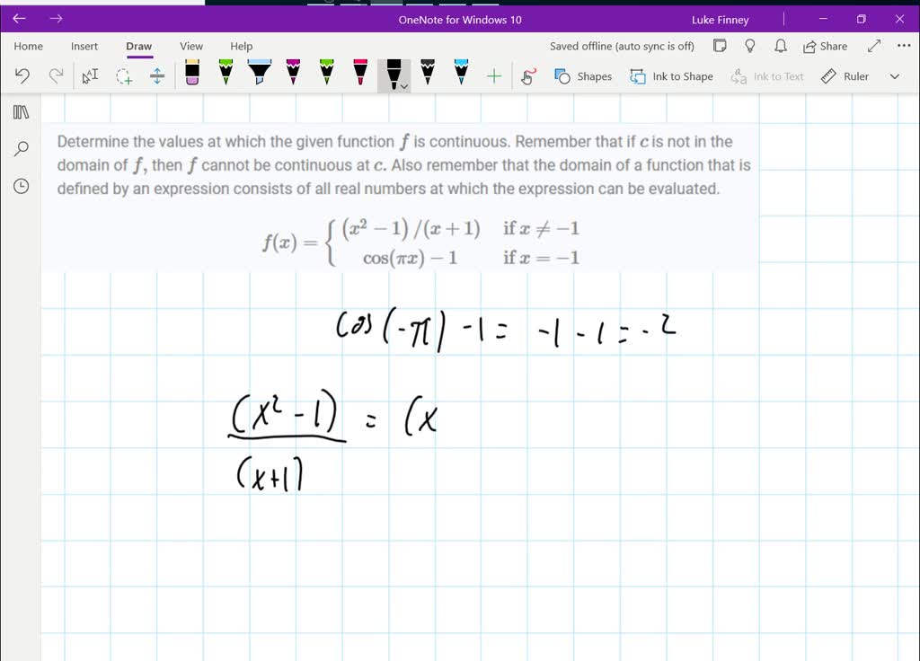 SOLVED:Determine the values at which the given function f is continuous. Remember that if c is ...