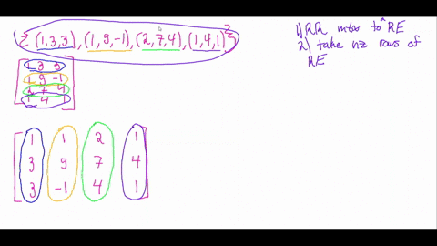SOLVED:Determine a basis for the subspace of ℝ^n spanned by the given ...