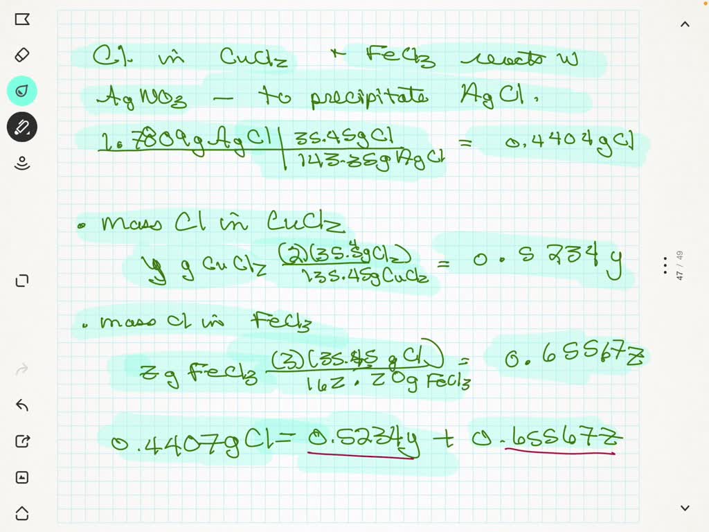 A sample is a mixture of AgNO3, CuCl2, and FeCl3. When a 1.0000-g ...