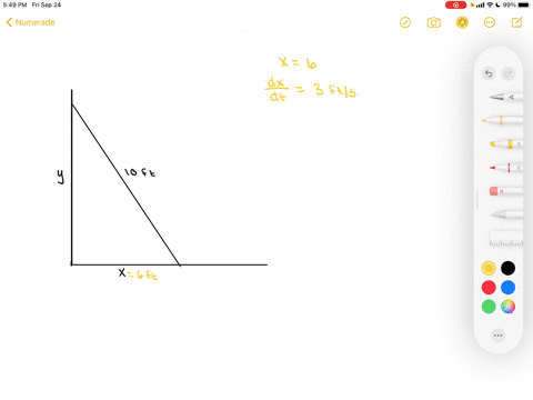 SOLVED:A 10-foot ladder is placed against a vertical wall. Suppose that ...