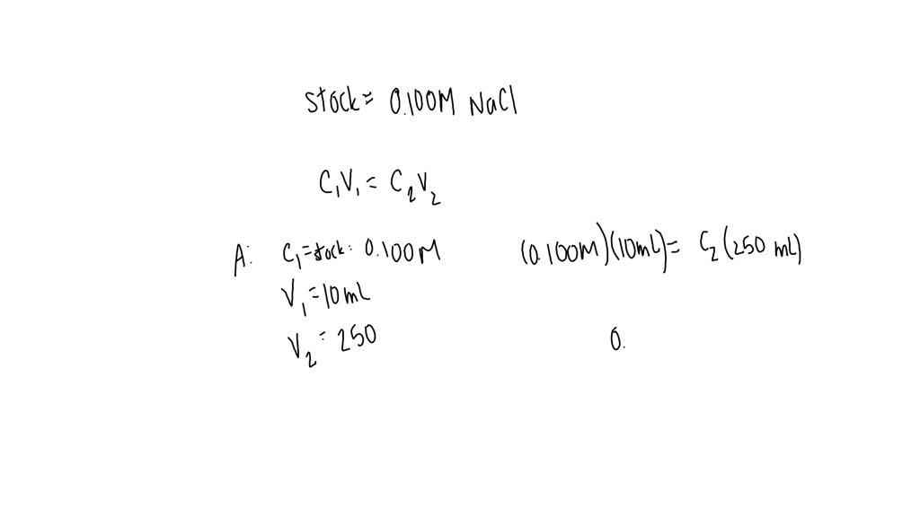 A series of dilute NaCl solutions are prepared starting with an initial ...