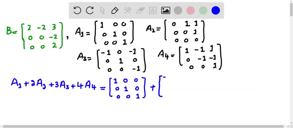 Find the values of the missing elements of frame B, and complete the matrix representation of ...