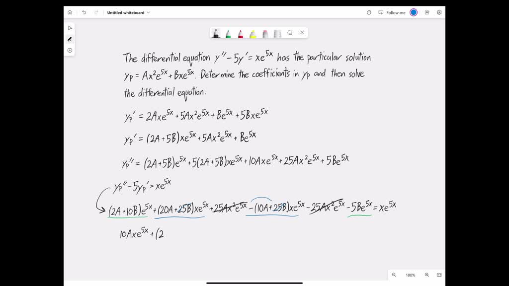 SOLVED:The given differential equation has a particular solution yp of the form given. Determine ...