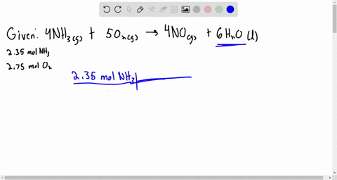 SOLVED: In the following reaction, 2.35 mol of NH3 reacts with 2.75 mol ...