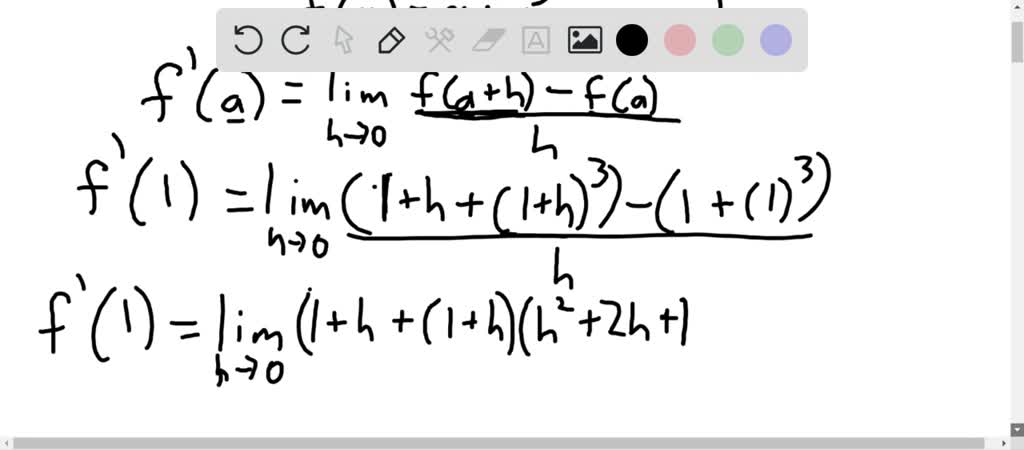 SOLVED:Find the derivative of the function at the given number. f(x)=x ...