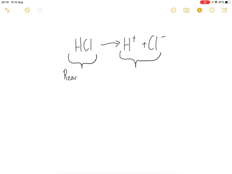 SOLVED:Consider the following reaction (in water): HCl H^++Cl^- Name ...