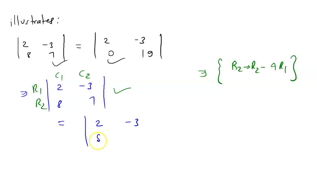 SOLVED:Determine which property of determinants the equation ...