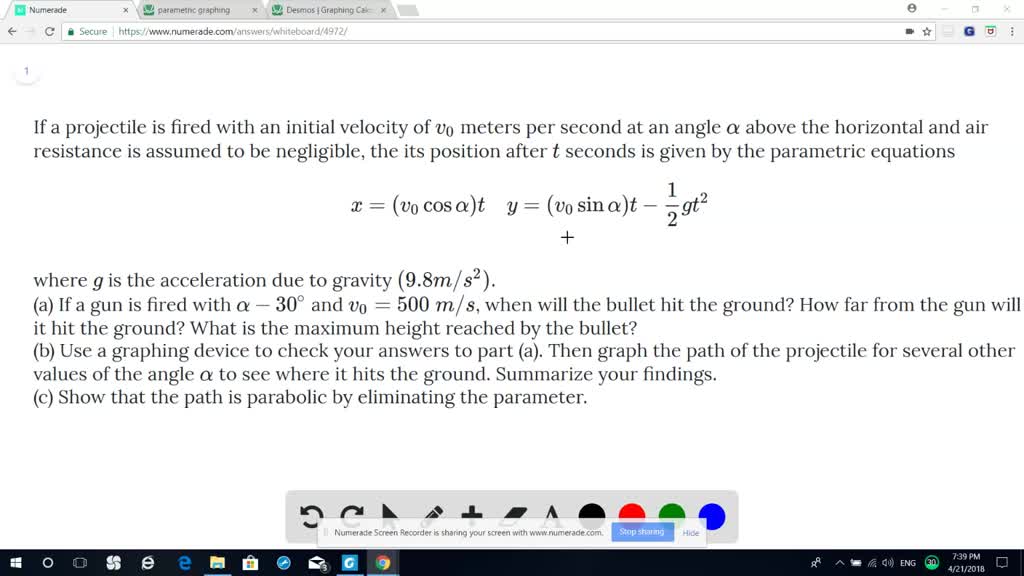 SOLVED: If a projectile is fired with an initial velocity of v0 meters per second at an angle ...