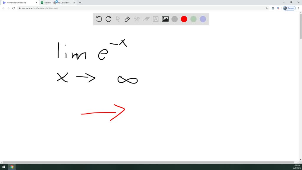 SOLVED:Use a graph or a table to find each limit. limx →∞ e^-x
