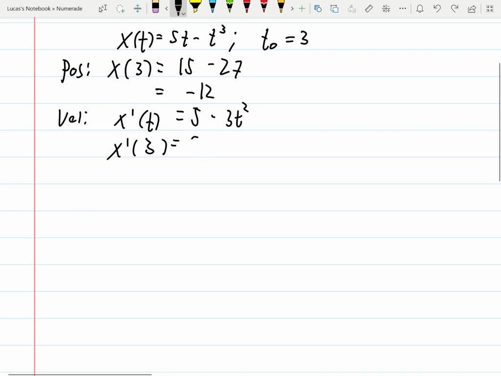 A certain object's position as a function of time is given by x(t)=6 t sin5 t. Plot its velocity ...